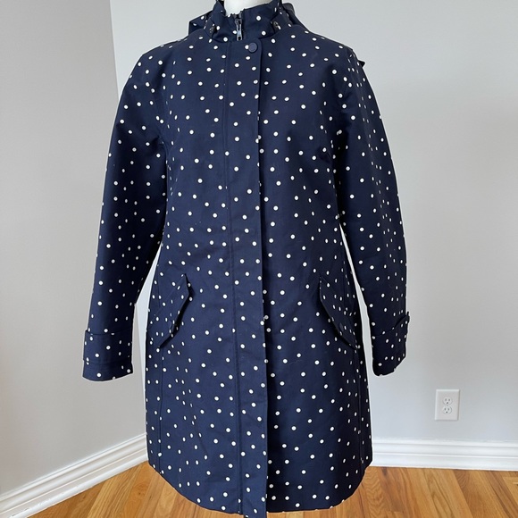 Boden | Jackets & Coats | Boden Nwt Navy And White Dot Hooded Rain All ...